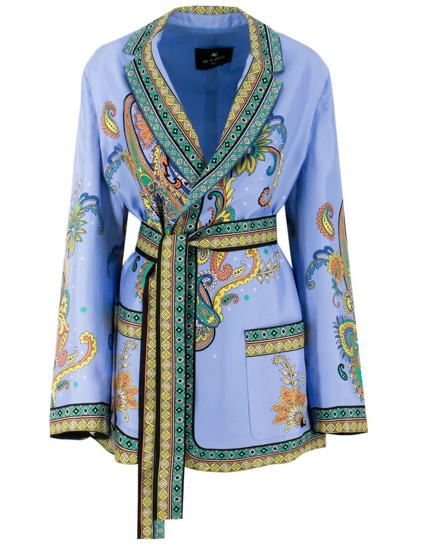 Etro Jacquard Silk Jacket With Modern Kimono Silhouette (Women's) - Walmart.com