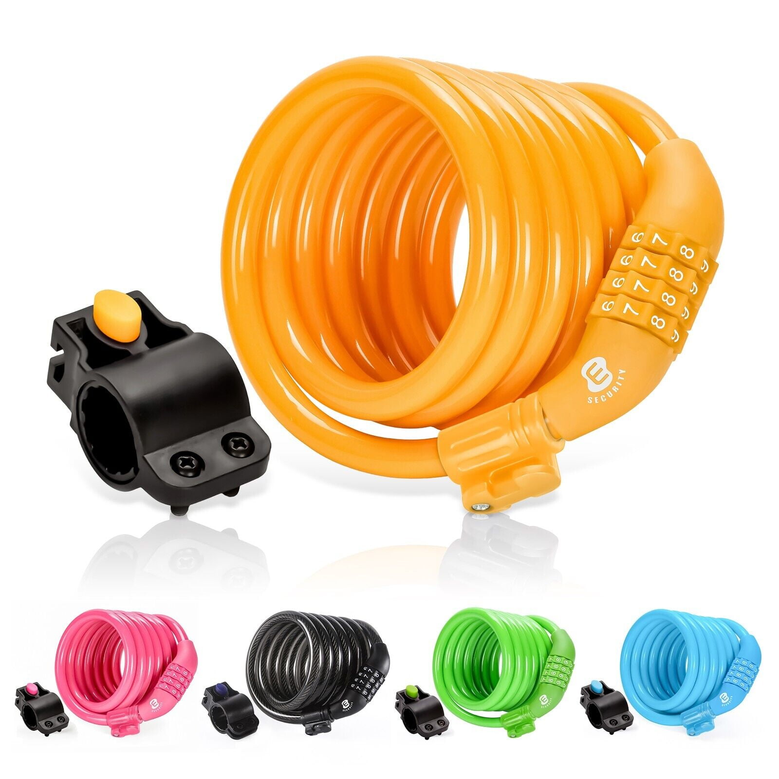 Etronic security bike lock self coiling resettable combination lock ...