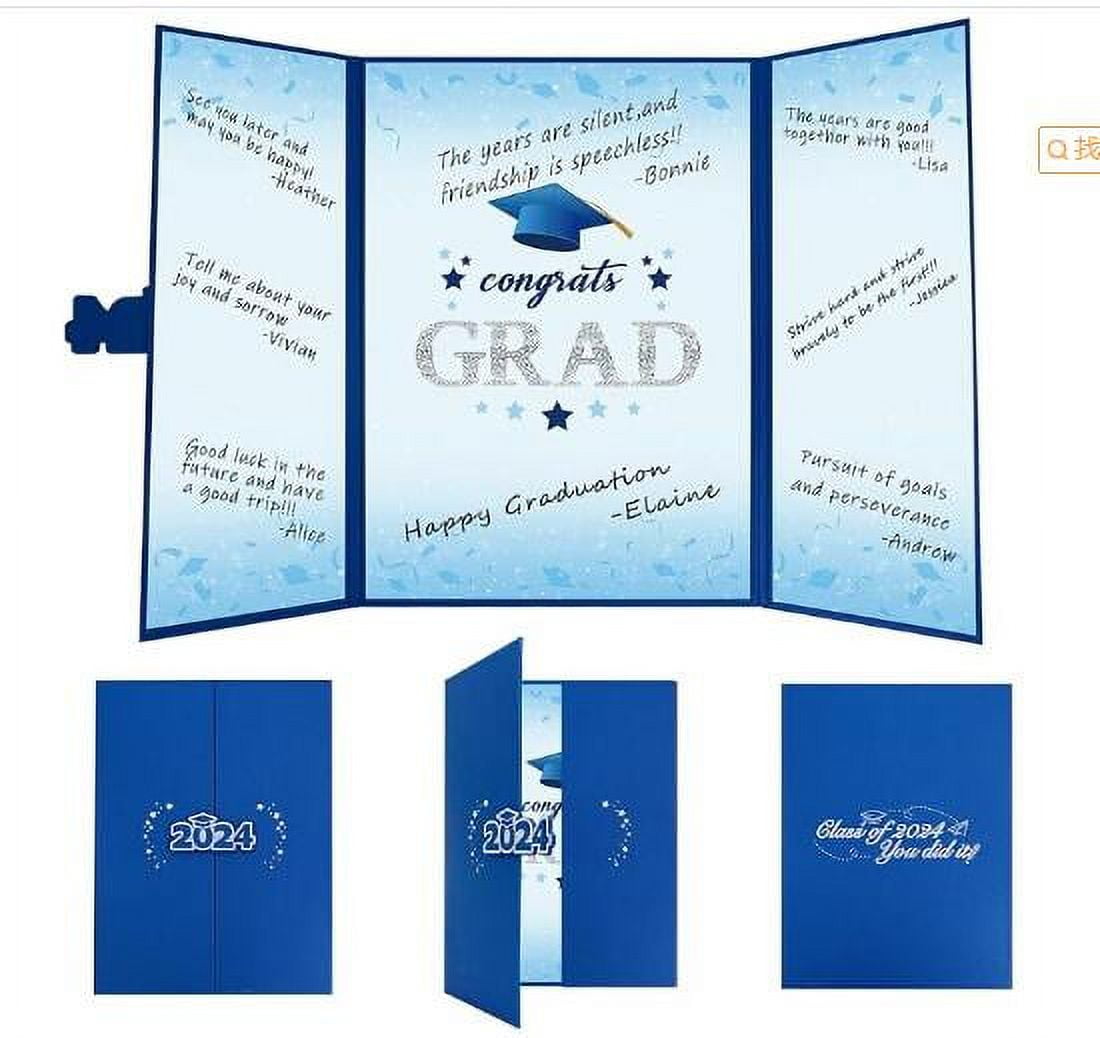 Etsjal 2024 Graduation Guest Book Alternative Blue Sliver ClOf 2024 Graduation Party Decorations ...