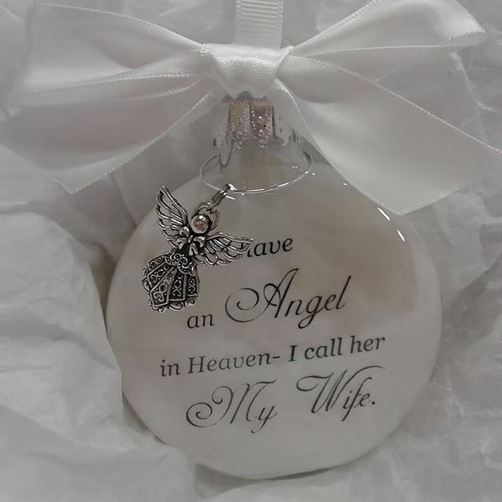 Etsjal Feather ball Angel In Memorial Ornament Hanging Sign ...