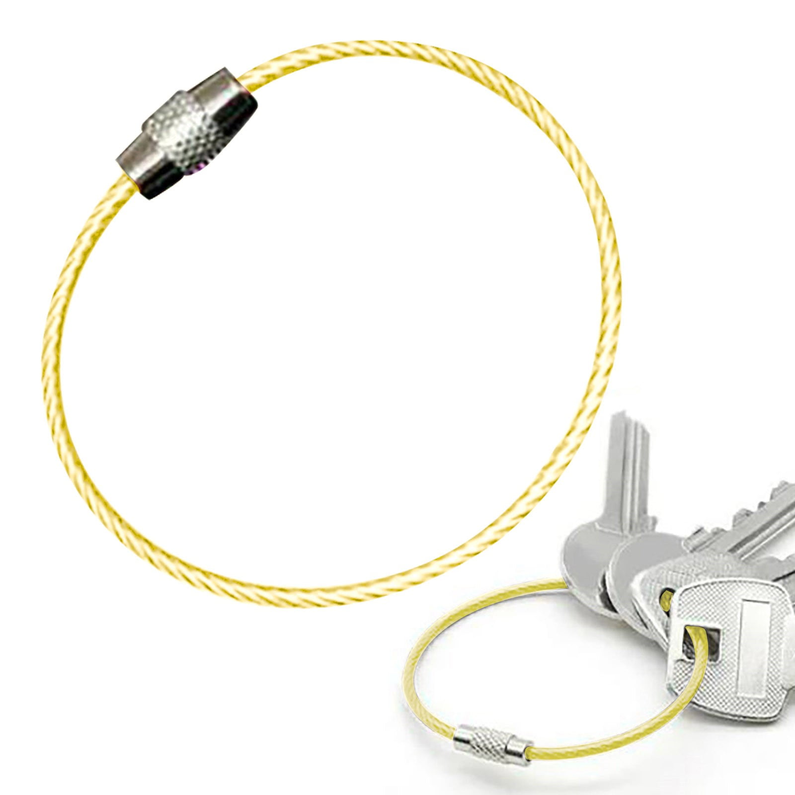 Etsjal Stainless Loops 2mm Coated Wire Keychain Cable Large Keyrings 6 ...