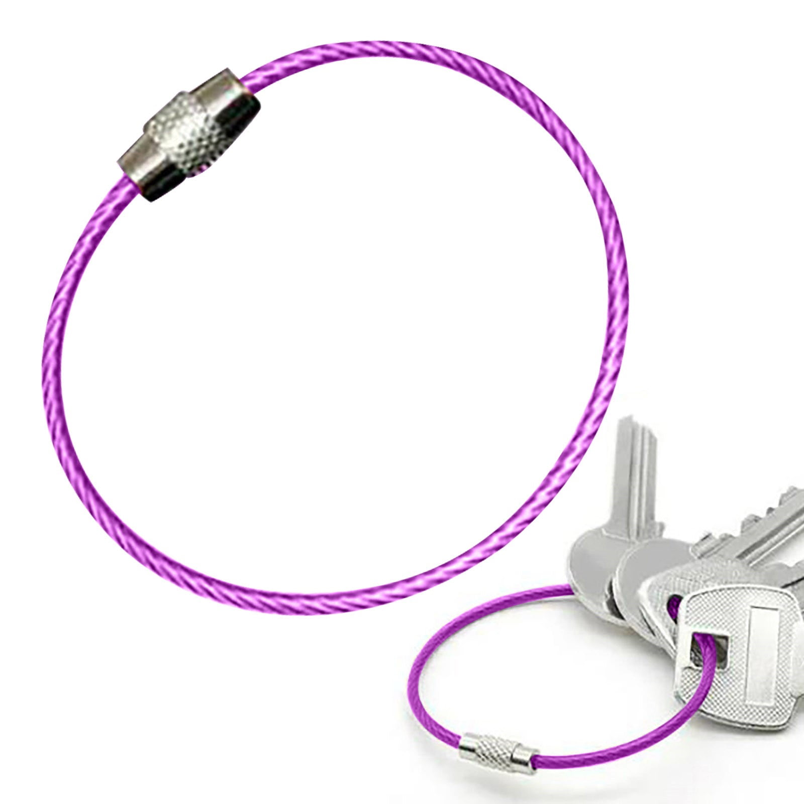 Etsjal Stainless Loops 2mm Coated Wire Keychain Cable Large Keyrings 6 ...