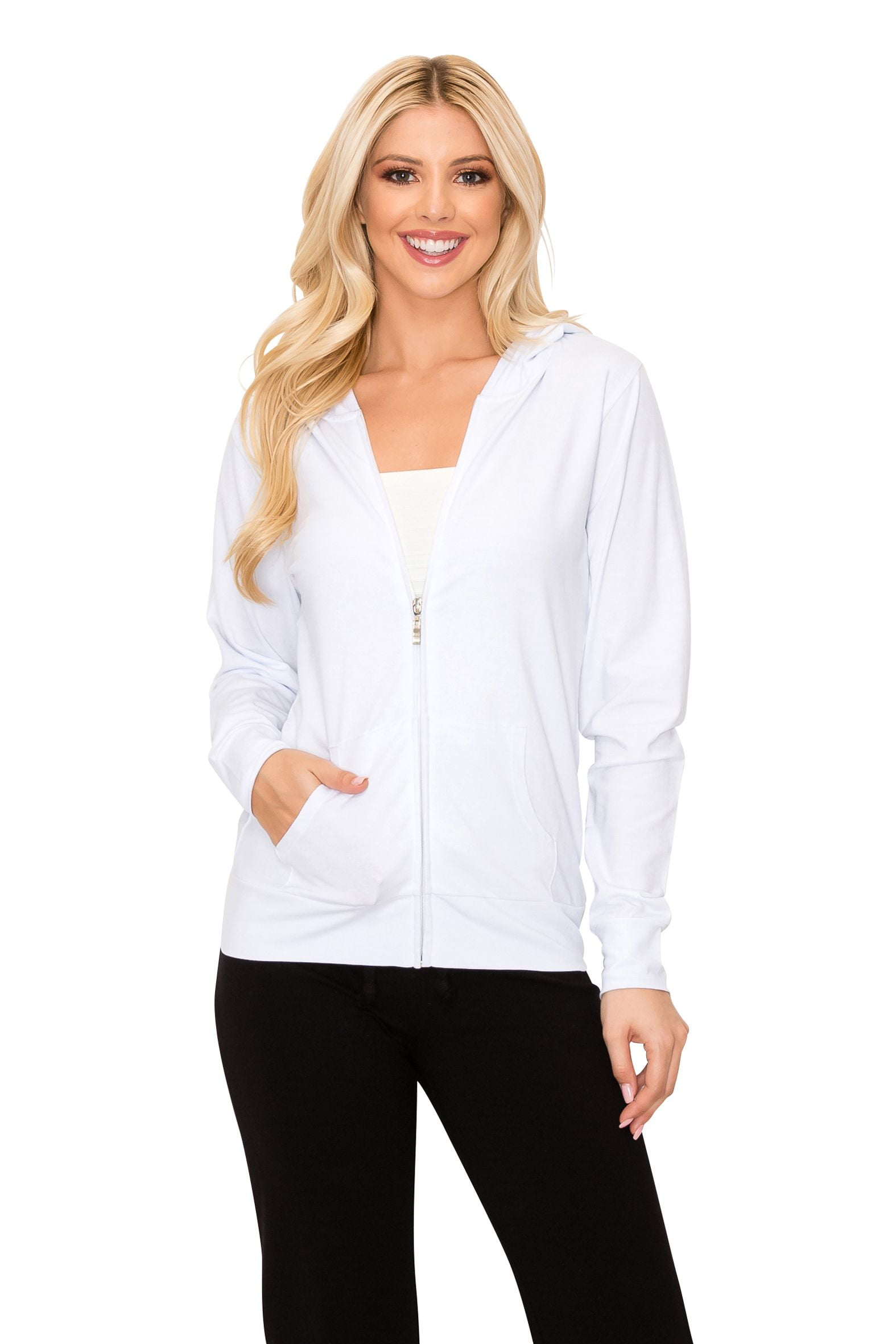 EttelLut Full Zip-up Plain Hoodie Jacket for Women White L - Walmart.com