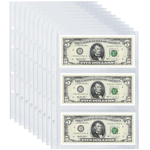 Ettonsun 10 Sheets 60 Pockets Paper Money Collection Pages,Currency ...