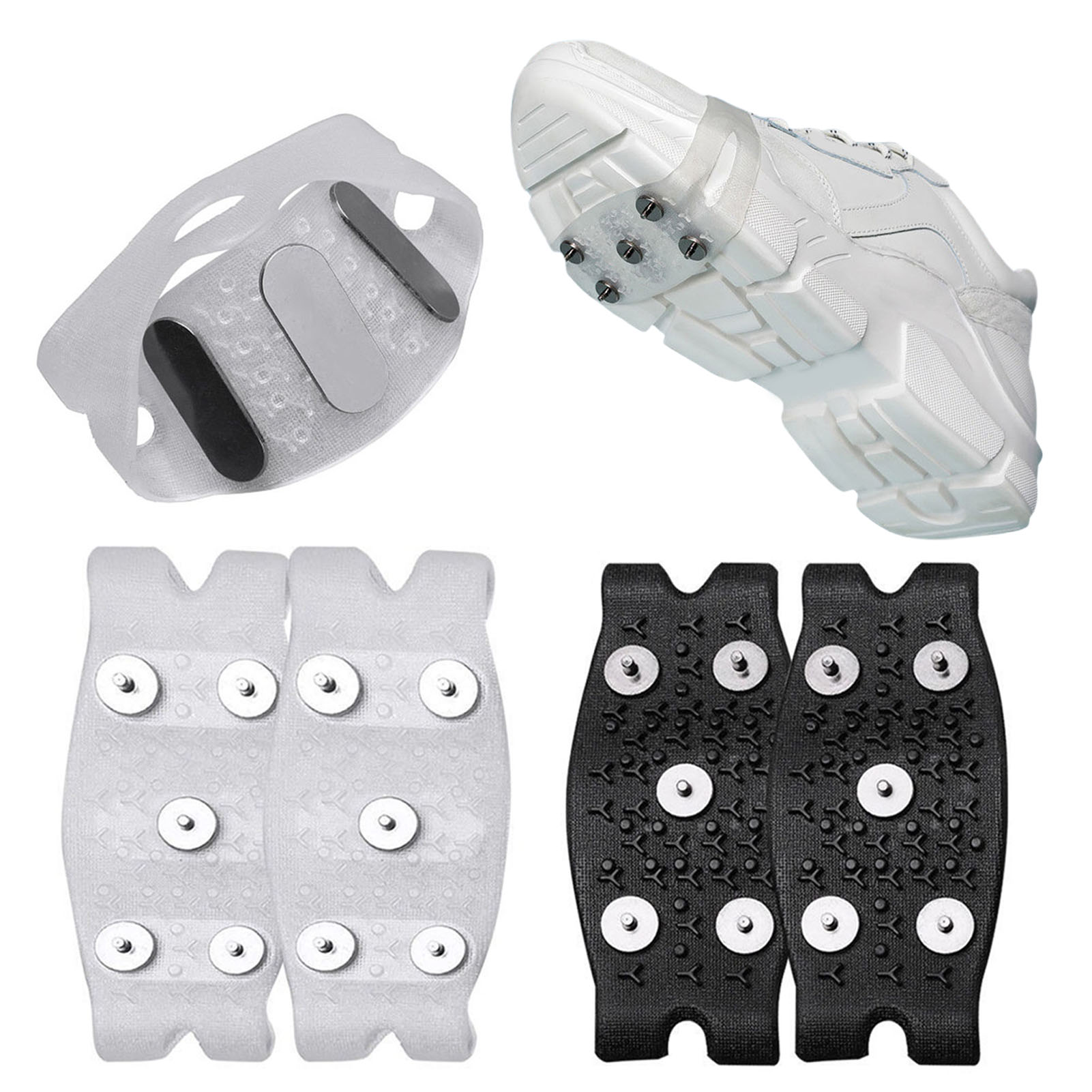 Ettsollp 1 Pair Ice Cleats Shoes Crampons with 5 Steel Studs Reflective ...