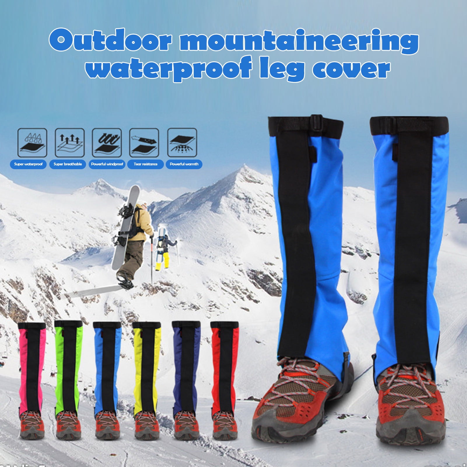 Ettsollp 1 Pair Outdoor Leg Gaiter Adjustable Waterproof Men Women ...