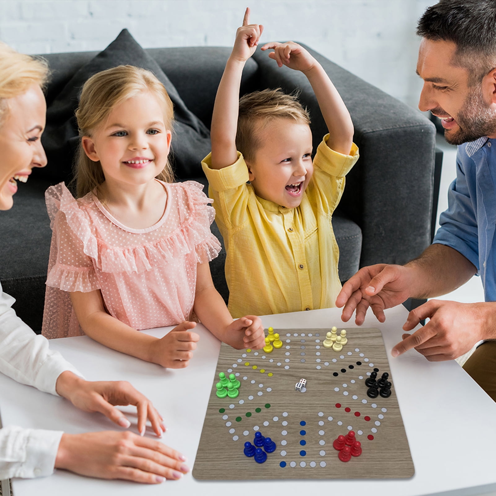 Ettsollp 1 Set 6 Players Flying Chess Game with 35CM Rubber Chessboard ...