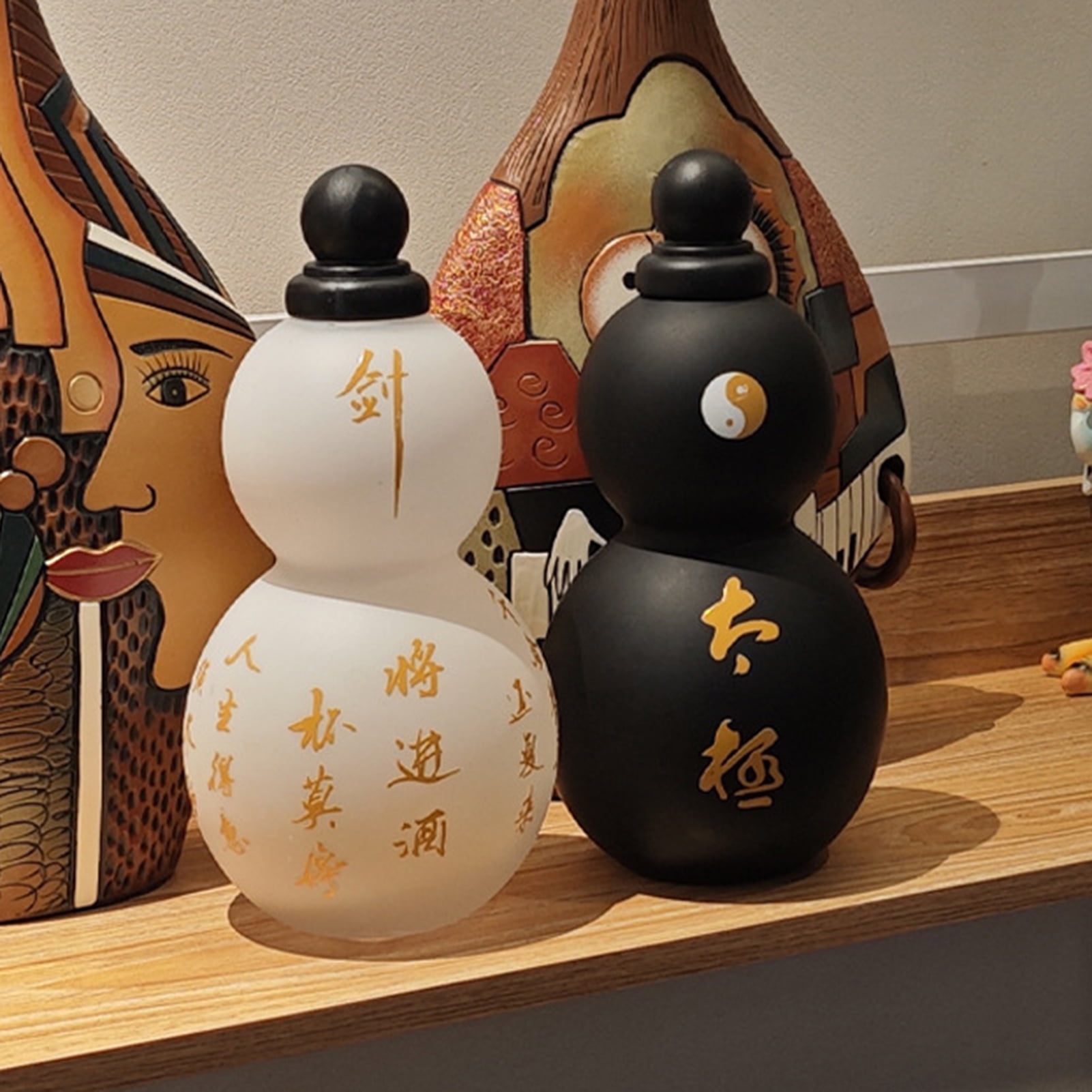 Ettsollp 1 Set 800ML Gourd Water Bottle with Shoulder Strap Braided ...