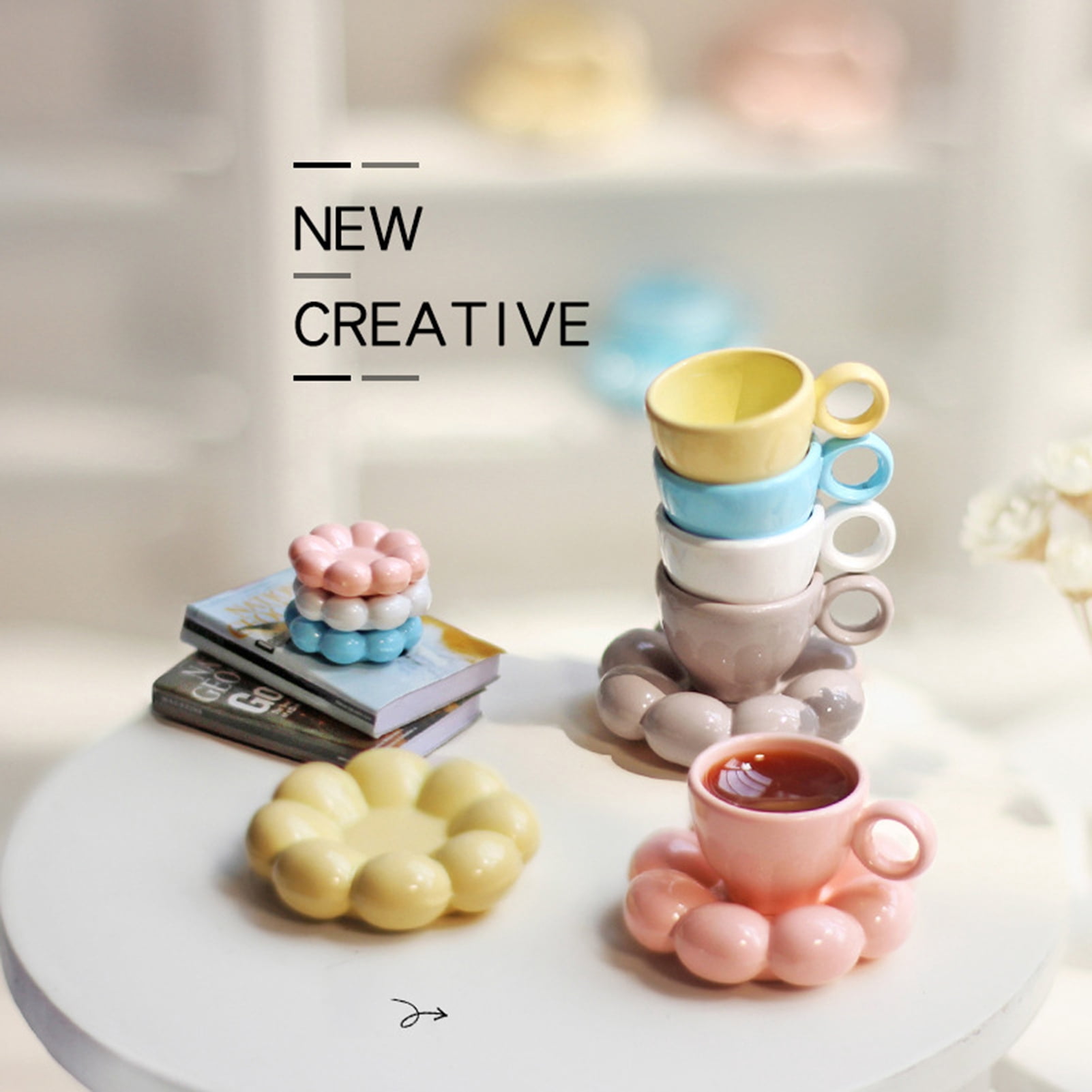 Ettsollp 1 Set Dollhouse Cup 3D Shape Realistic Alloy Miniature Tea Cup ...