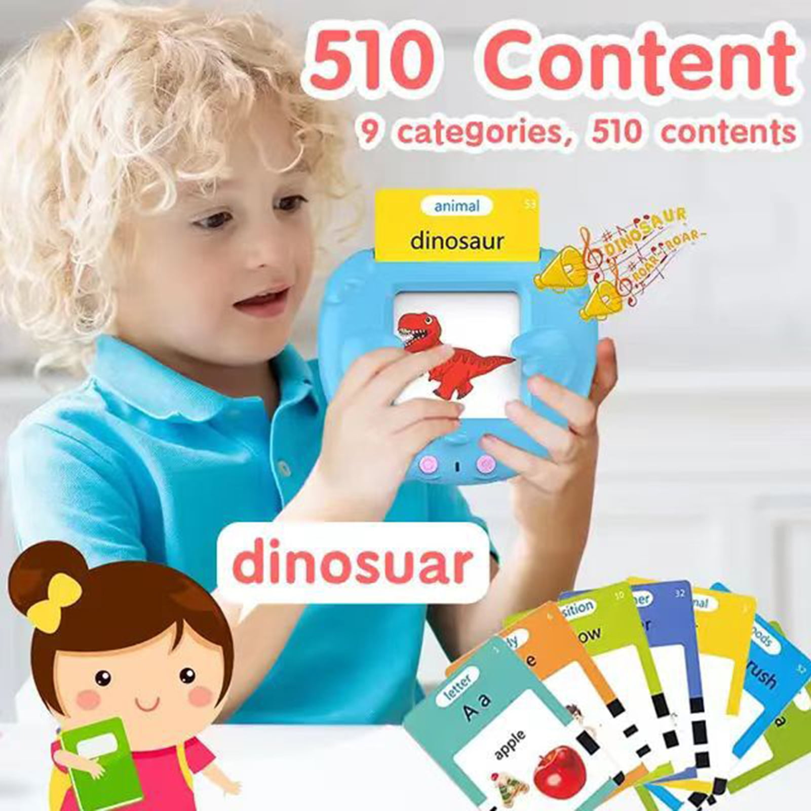 Ettsollp 1 Set Talking Flash Card Educational Toy with 112/255 Cards ...