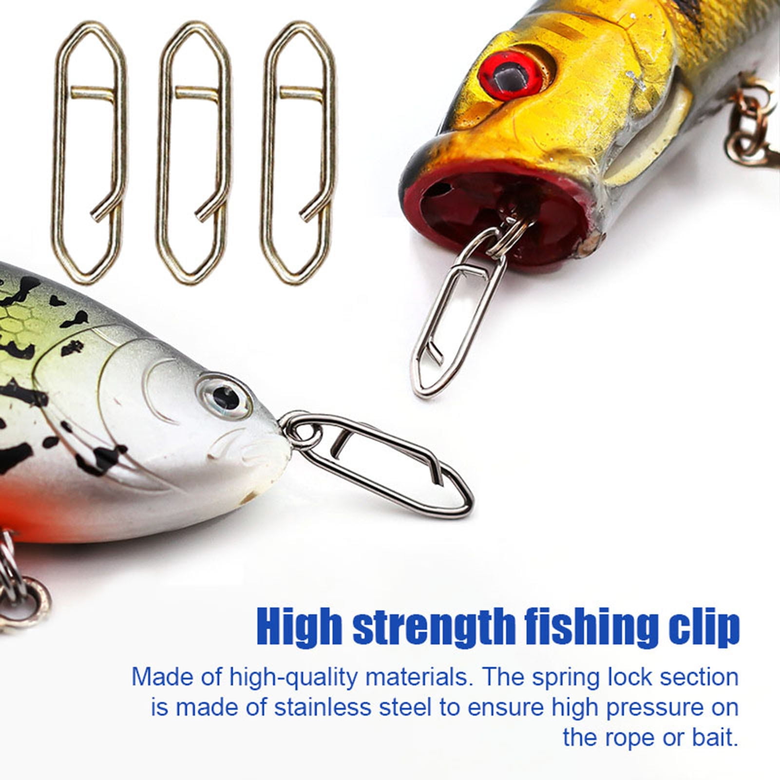 Ettsollp 100Pcs Fishing Power Speed Clip High Strength Stainless Steel Fishing Lure Quick Change ...