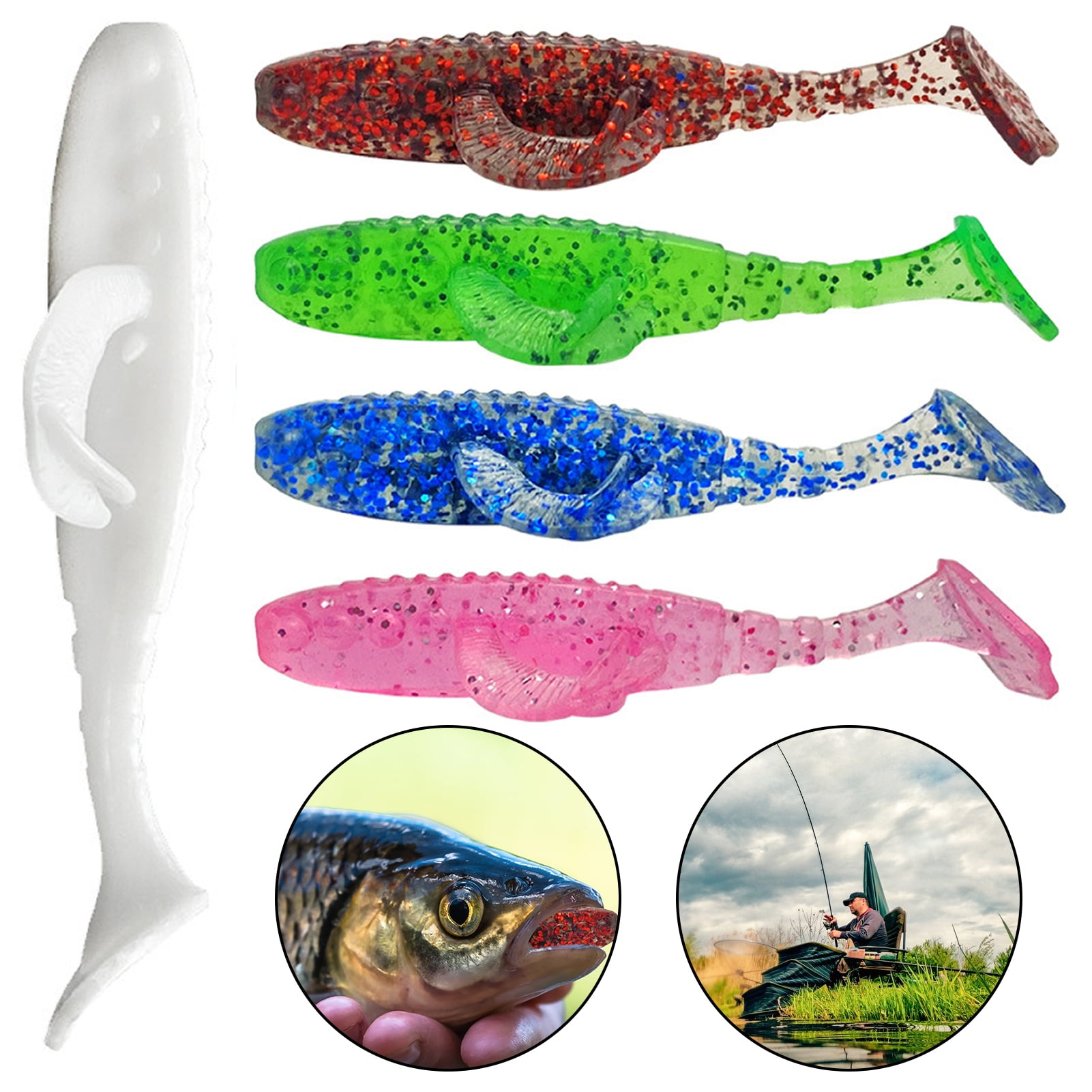 Ettsollp 10Pcs 6.5CM/2.2G Soft Flying Fishing Lure Dual Wings T-shaped ...