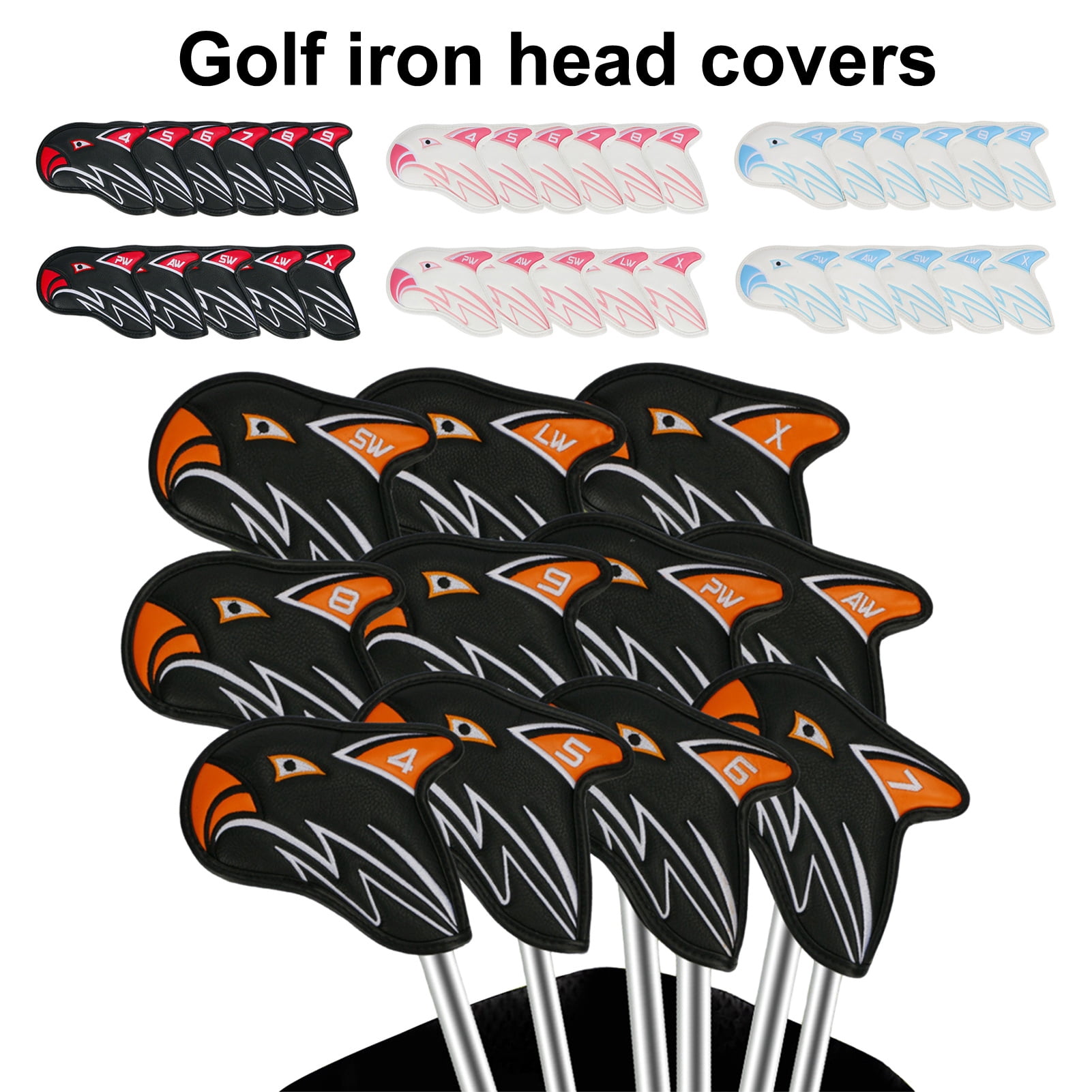 Ettsollp 11Pcs Golf Club Cover Faux Leather Club Protective Headcovers ...