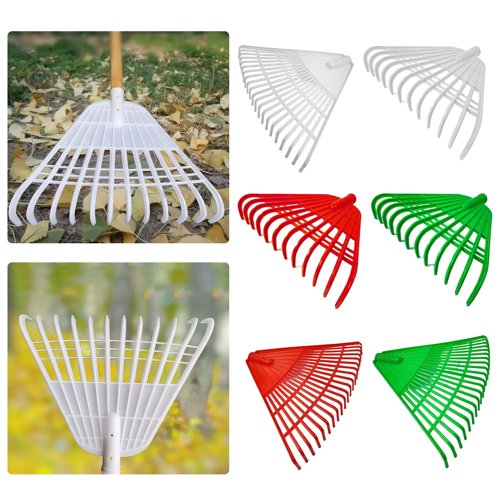 Ettsollp 12/21 Tines Leaf Rake Tempered Plastic Rake Head Collecting ...