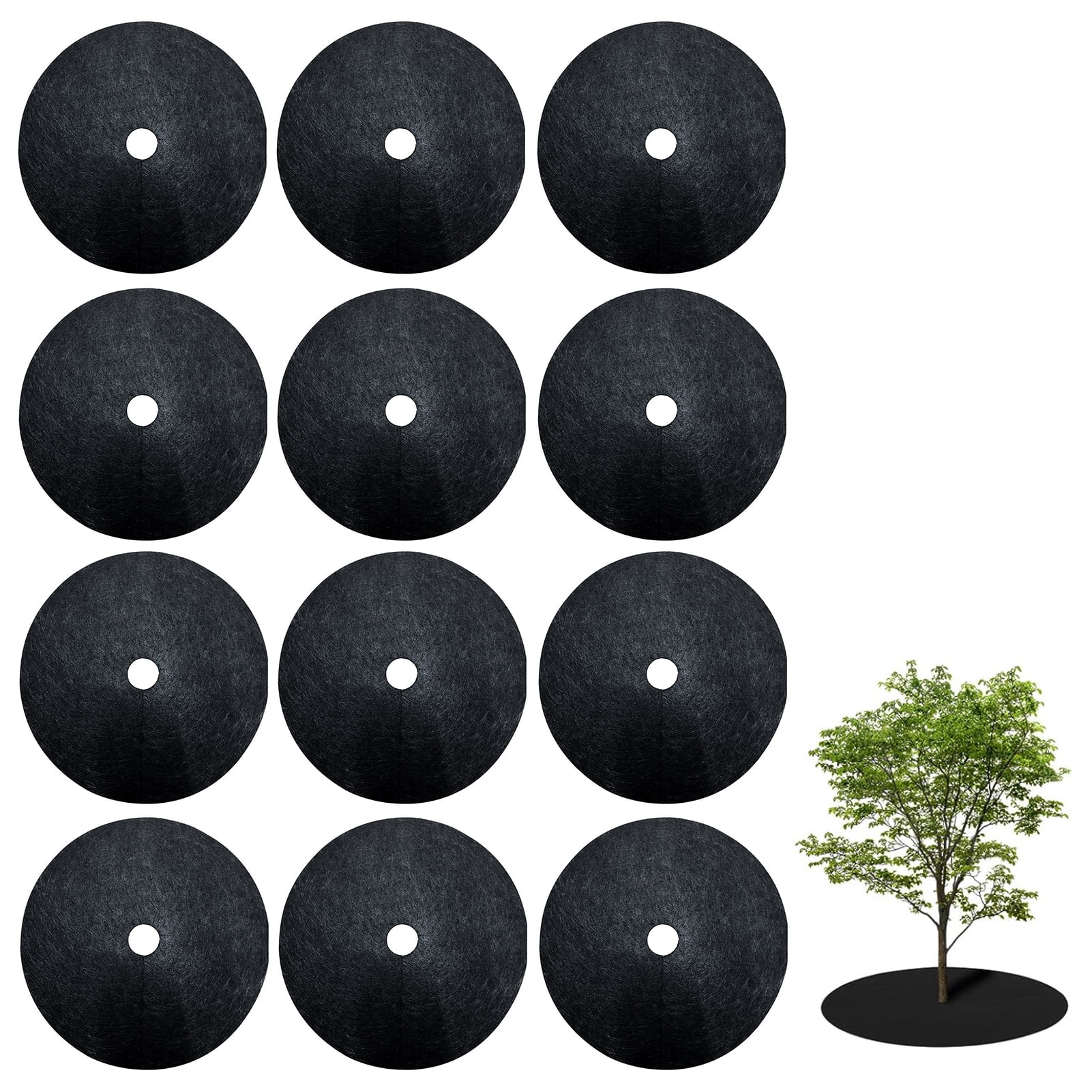 Ettsollp 12 Pcs Degradable Tree Mulch Ring Round Anti-Grass Protector ...