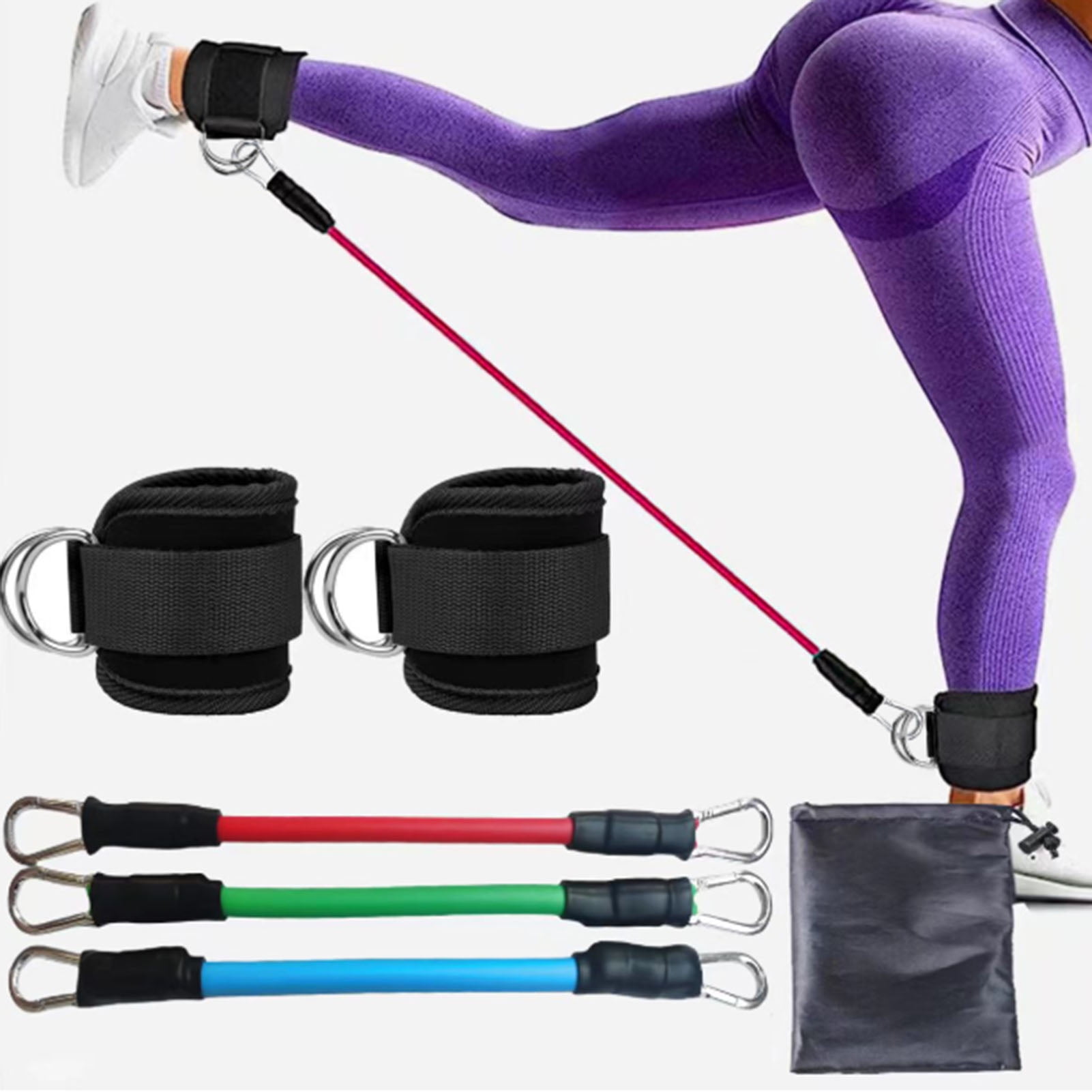 Ettsollp 1Pc/1 Set Ankle Resistance Band with Adjustable Ankle Cuff Hip ...