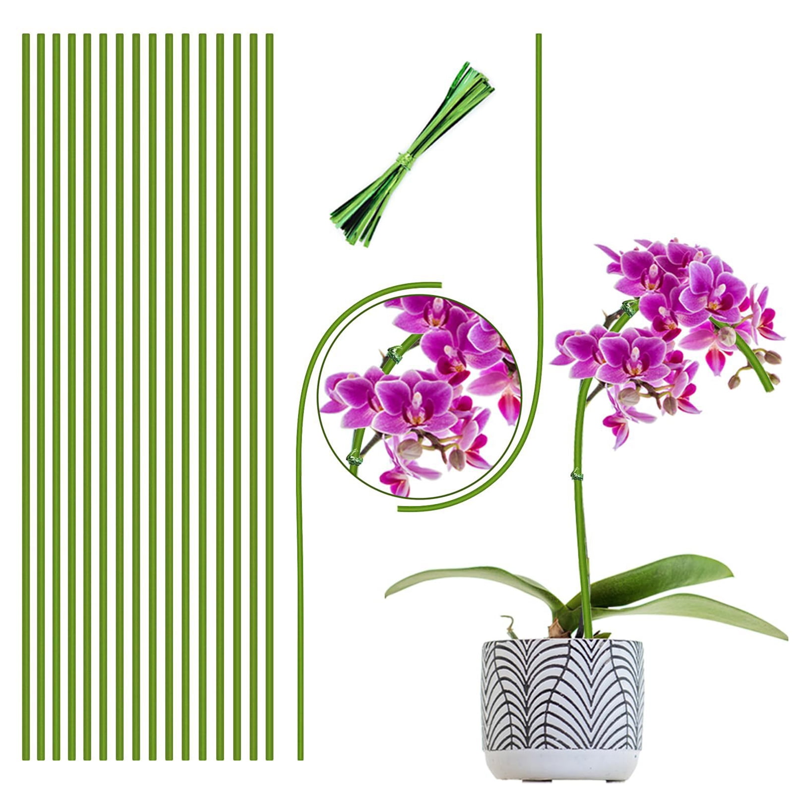 Ettsollp 20 Pcs Plant Sticks Bendable Single Stem Plant Support Sticks ...