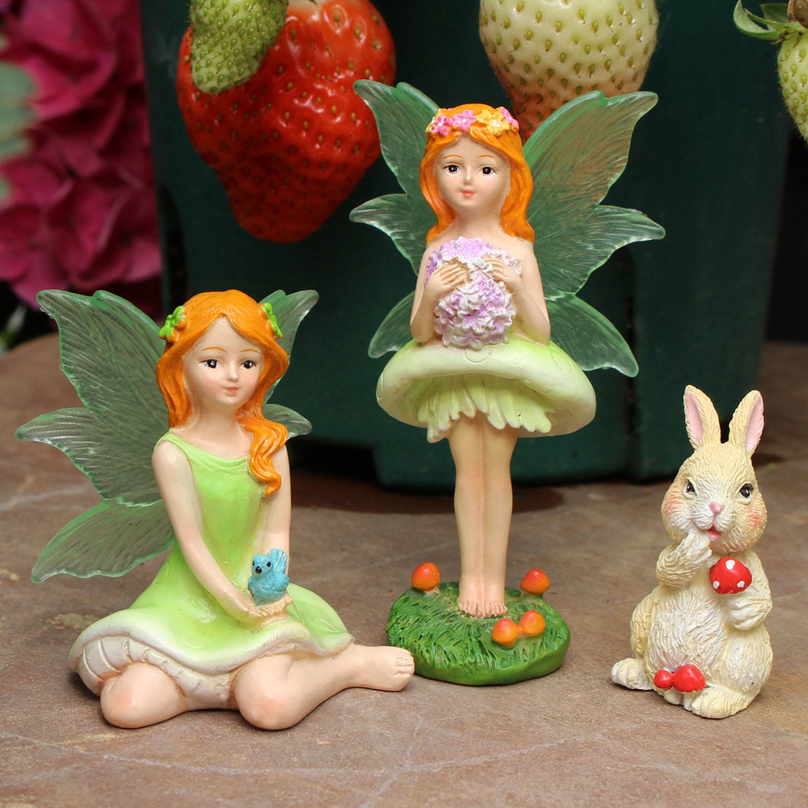 Ettsollp 3-Pack Flower Fairy Elf Wings Miniatures Dollhouse Decoration ...