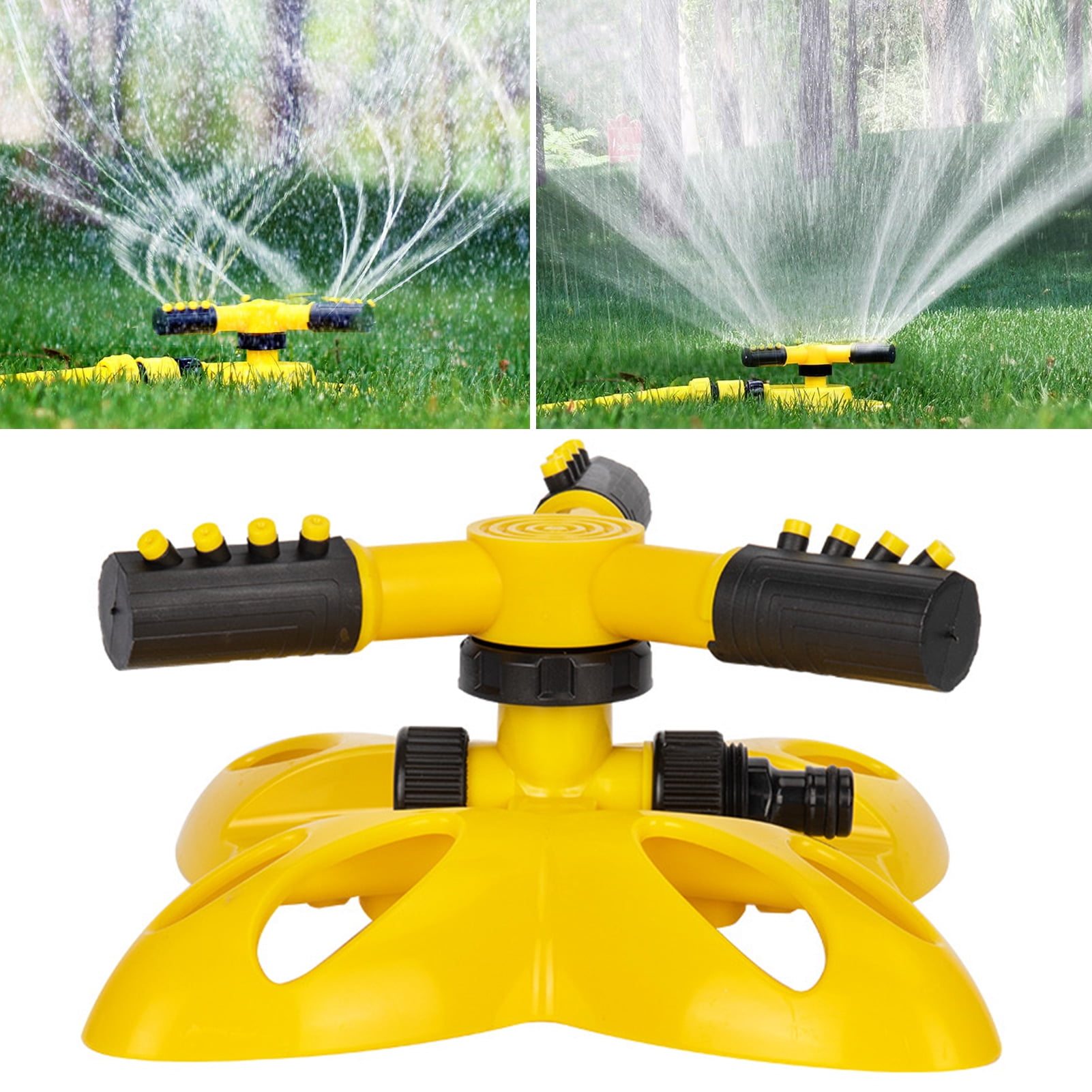 Ettsollp 360-Degree Rotation Lawn Sprinkler with 3 Arm Leakproof Large ...