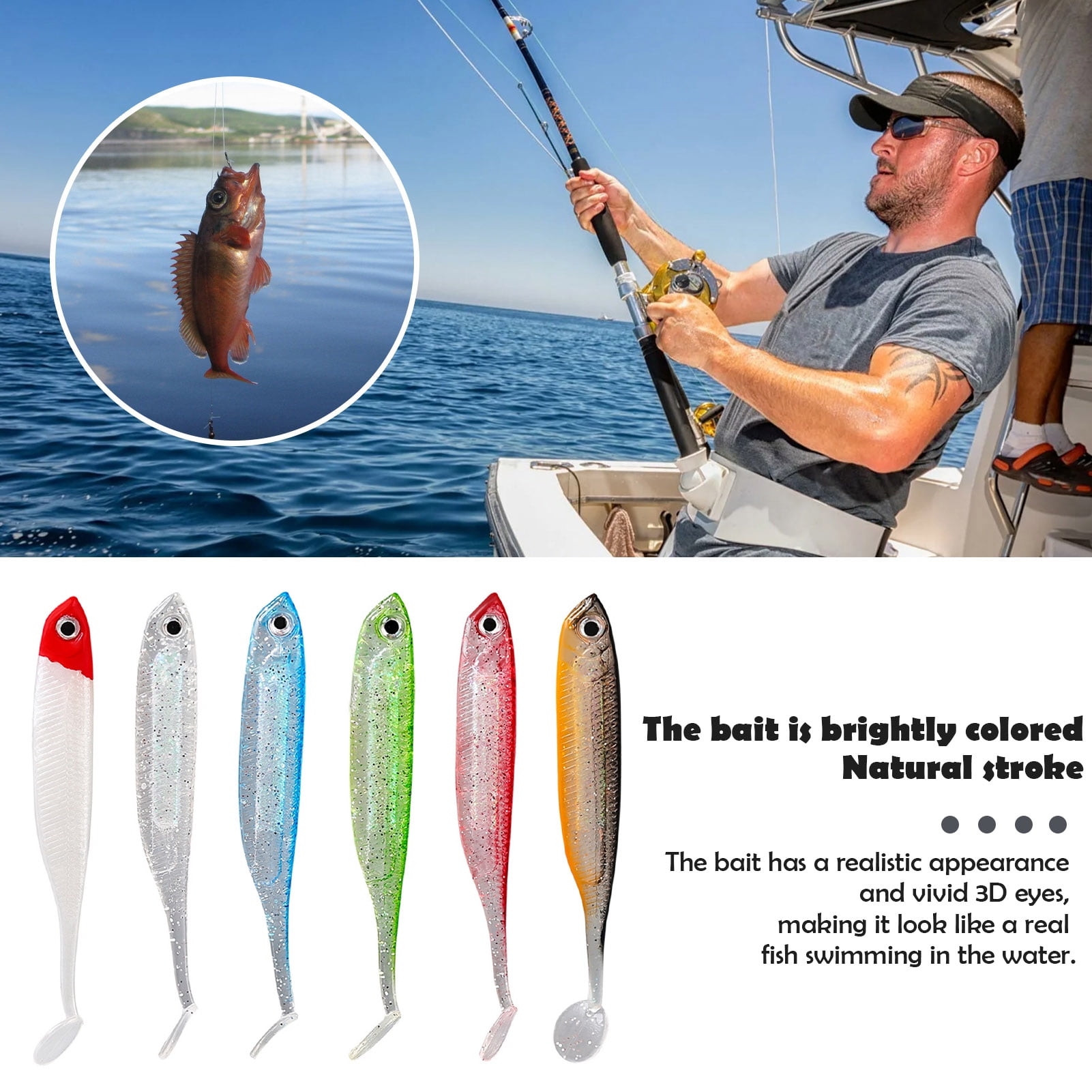 Ettsollp 4Pcs 9CM/4G Soft Fishing Lure with Paddle Tail Glitter ...
