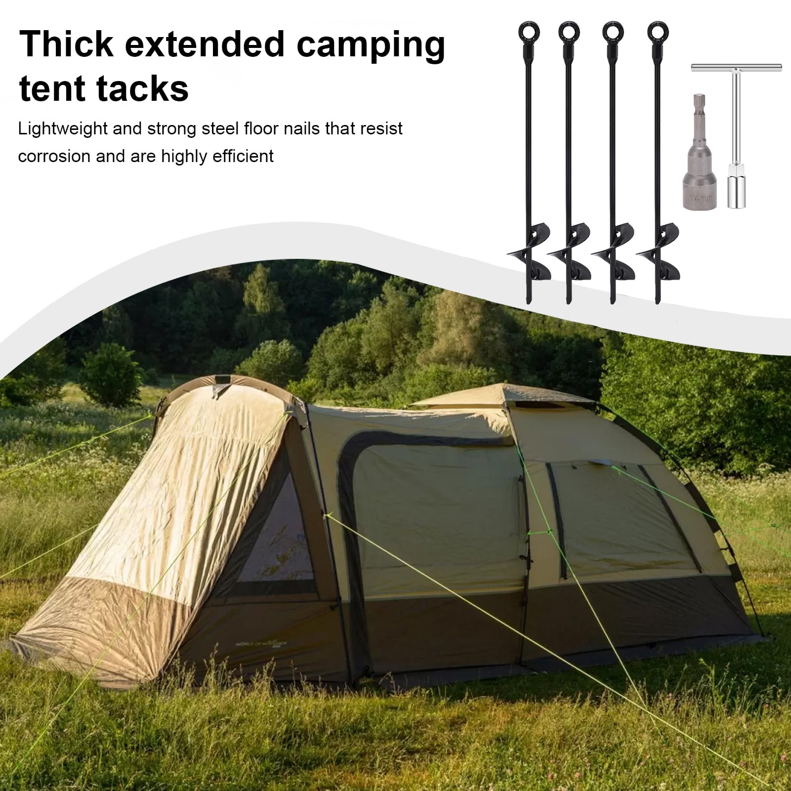 Ettsollp 4Pcs Spiral Ground Anchors Heavy Duty Trampoline Anchors Anti ...