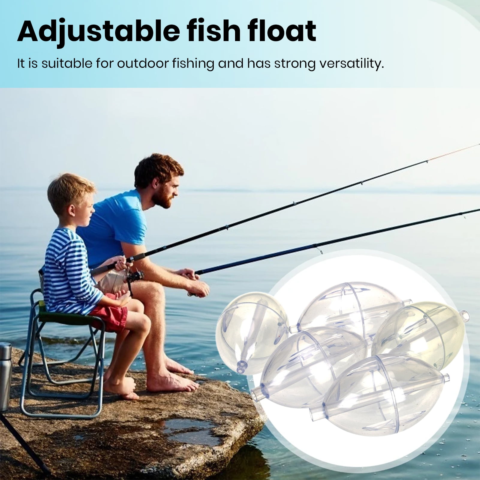 Ettsollp 5Pcs Fishing Oval Bubble Float Clear Adjustable Portable Water ...
