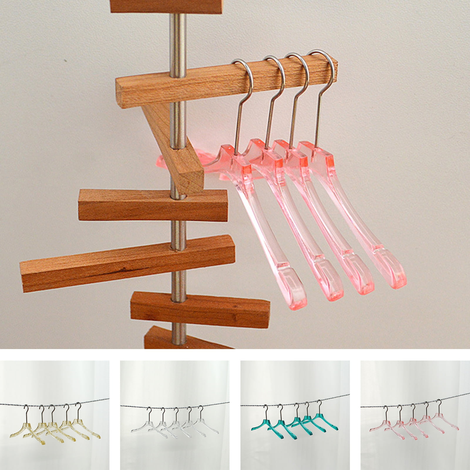 Ettsollp 5Pcs Plastic Mini Hangers 1/6 1/12 Doll Clothes Drying Rack ...