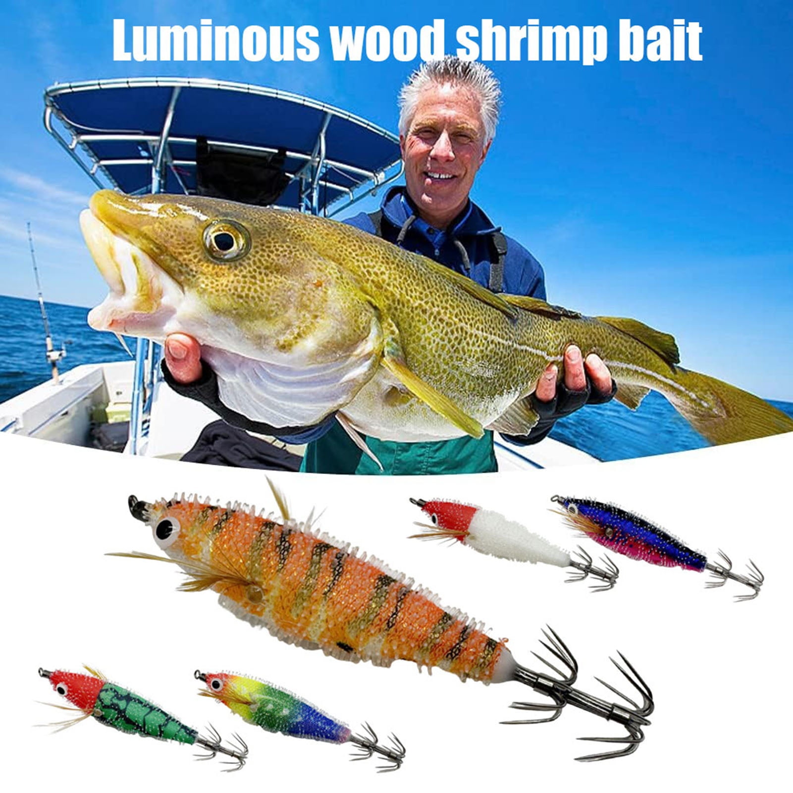 Ettsollp 7.5CM/6G Bionic Shrimp Lure with Squid Hook Glow-in-the-dark ...