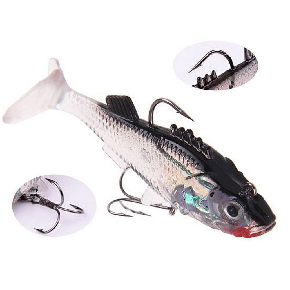 Ettsollp 7.6 Cm Soft Lures PVC Durable Bass Trout Shad Crank Worm ...