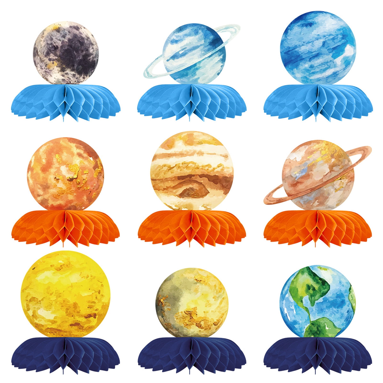 Ettsollp 9 Pcs Planet Honeycomb Centerpieces Space Solar System Theme ...