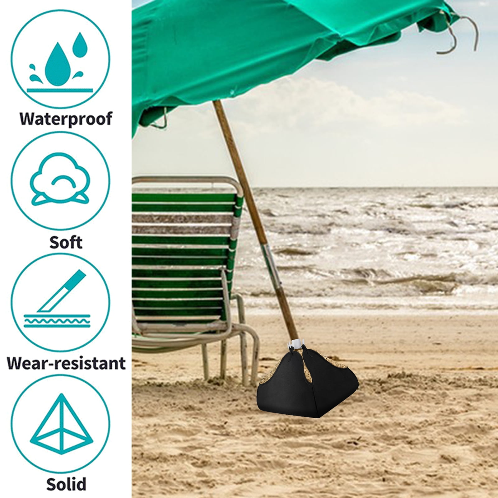 Ettsollp Beach Umbrella Base Four-sided Design Refillable Sandbag Large ...