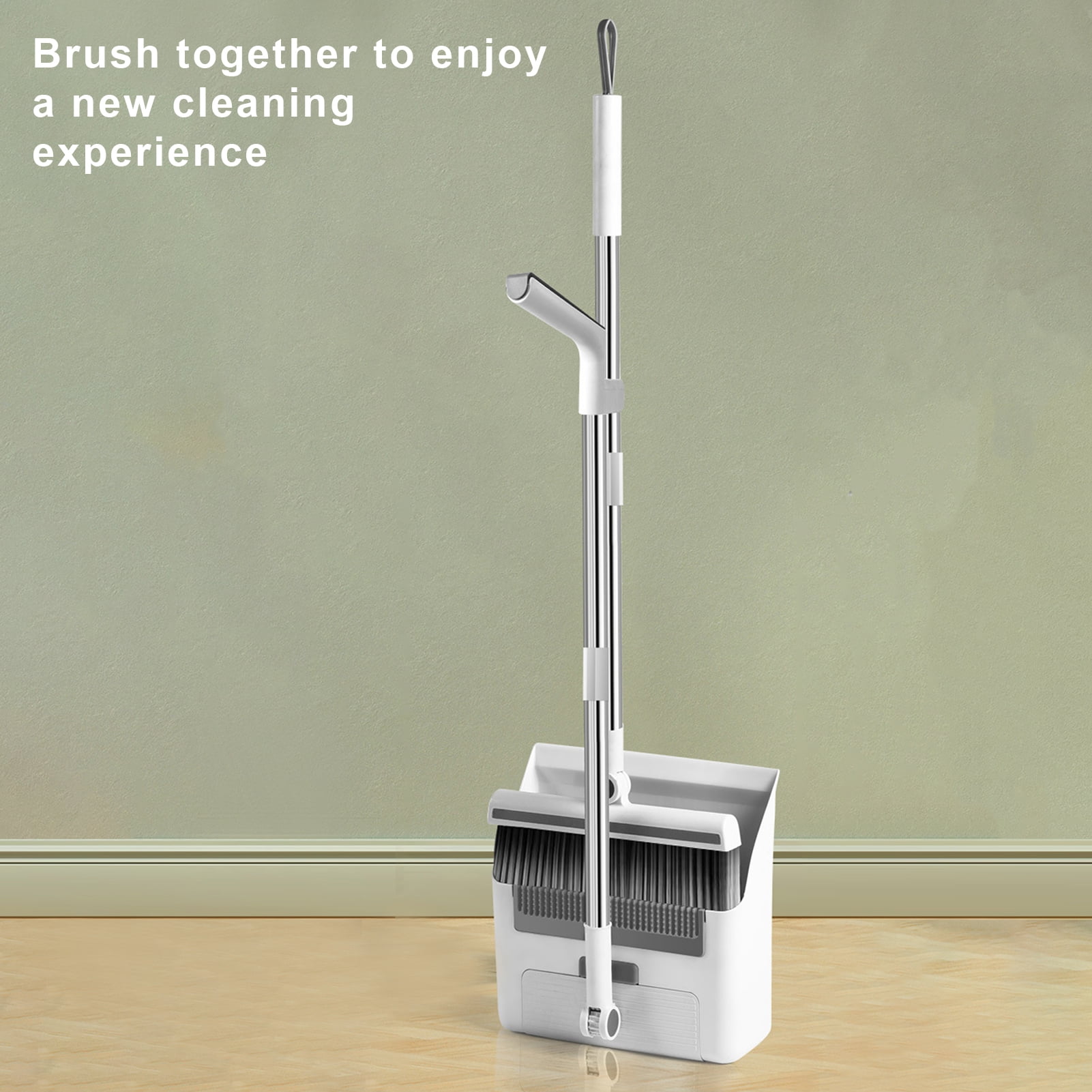 Ettsollp Broom Dustpan Set with 180-Degree Rotating Head Long Handle ...