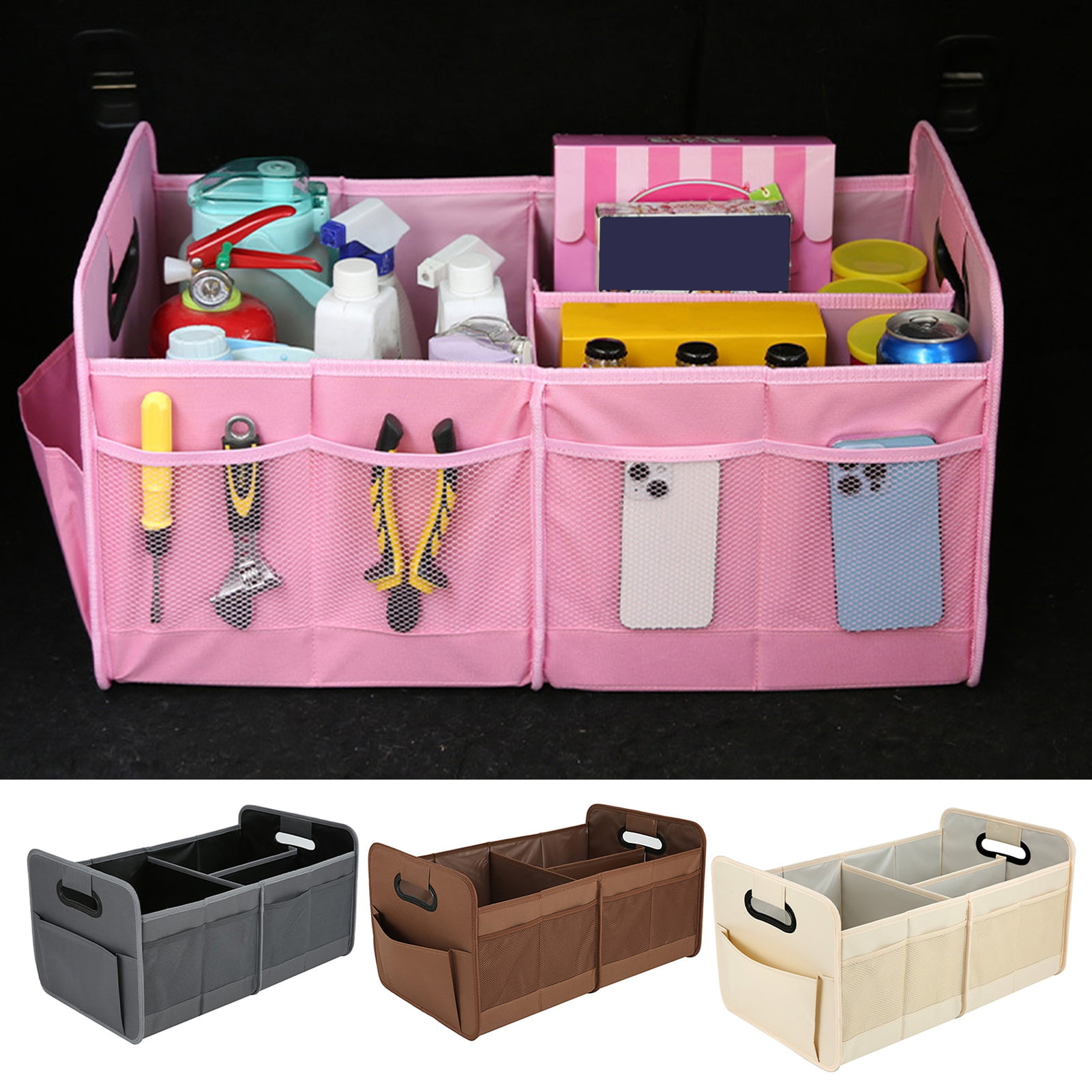 Ettsollp Car Trunk Organizer Storage Box Large Capacity Multiple ...