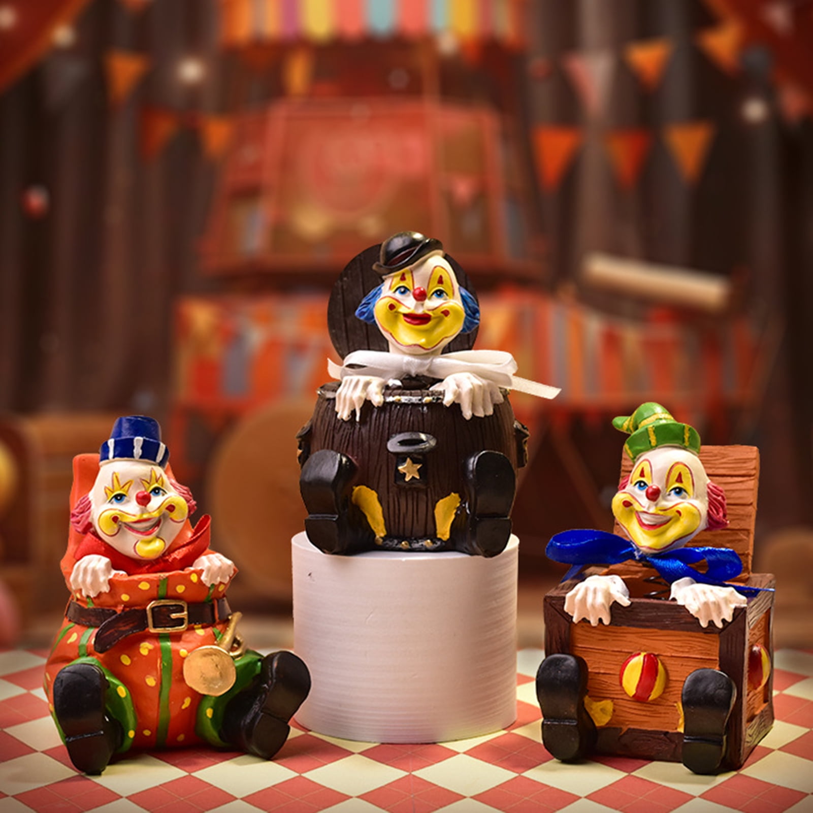Ettsollp Cartoon Circus Clown Figurine Spring Clown in Box Barrel Gift ...