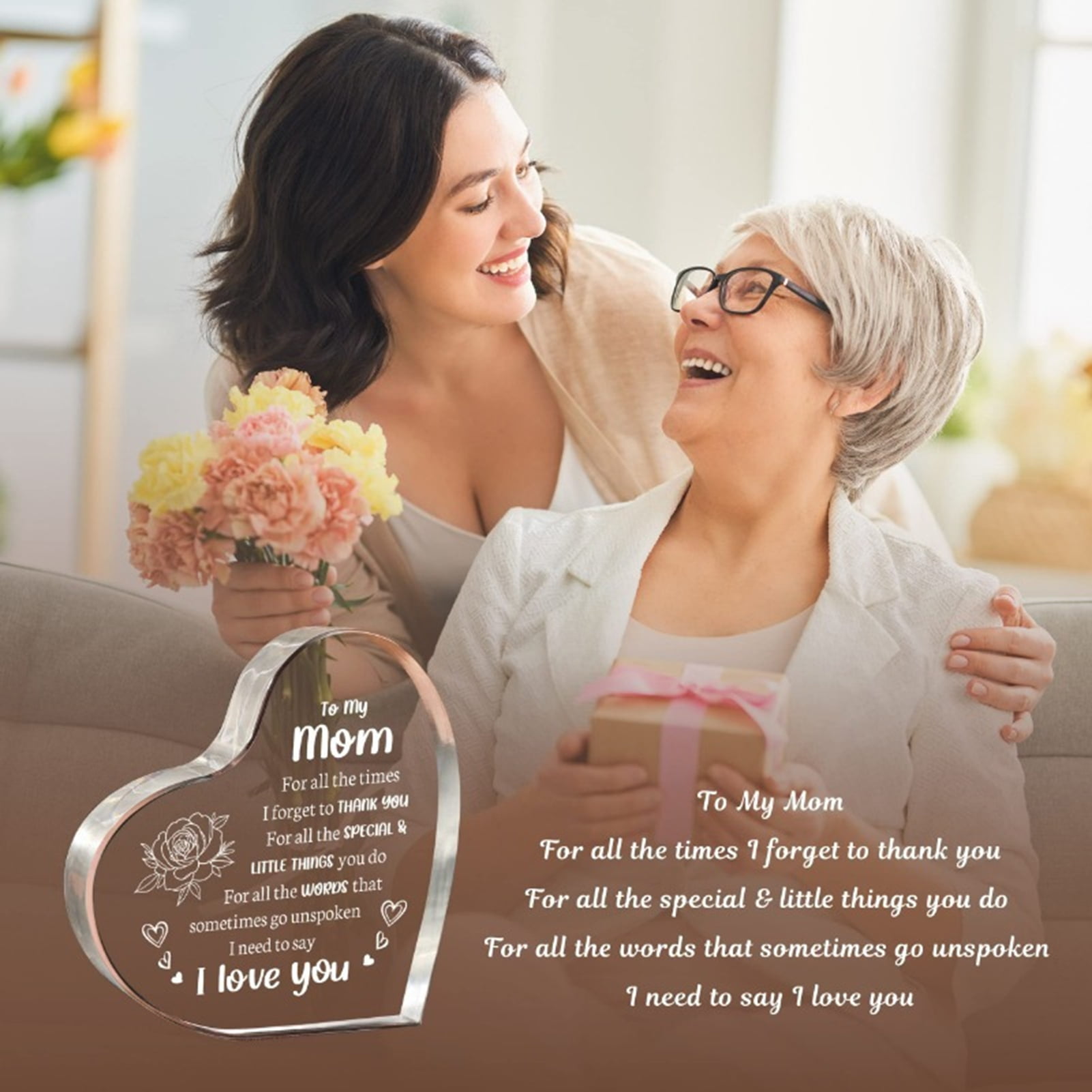 Ettsollp Clear Acrylic Heart Ornament Heart Shaped Acrylic Block ...