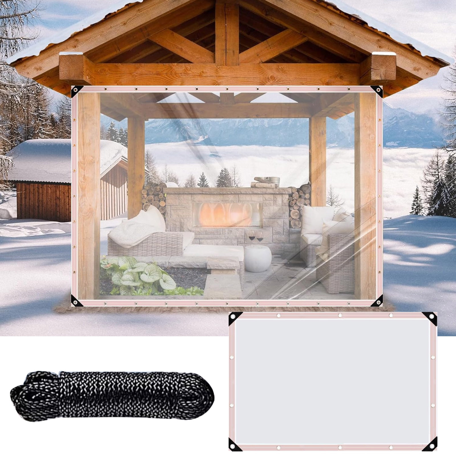 Ettsollp Clear Tarpaulin Waterproof Garden Tarp Outdoor Rainproof ...
