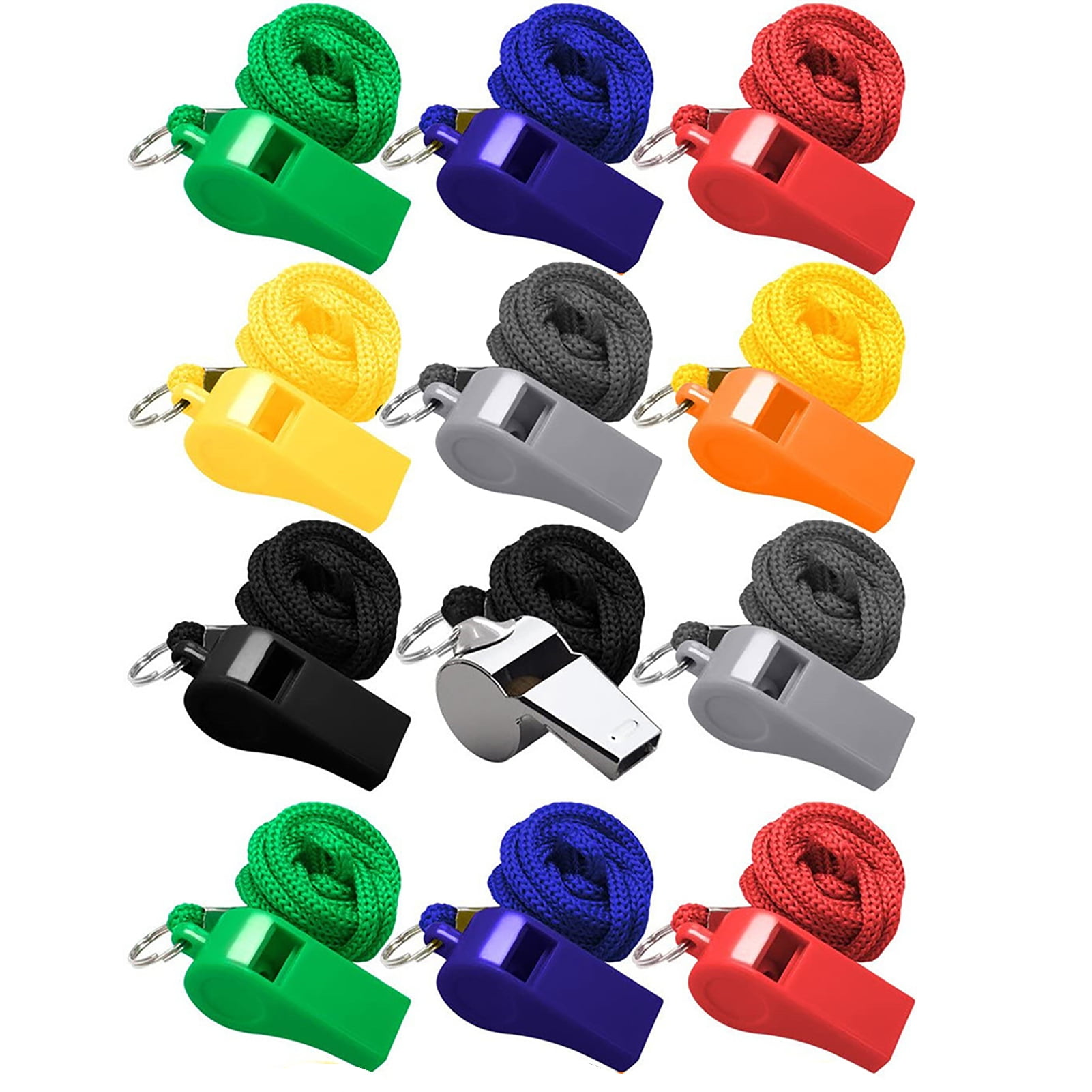 Ettsollp Compact Whistle 12pcs Colored Sports Whistles with Lanyard ...