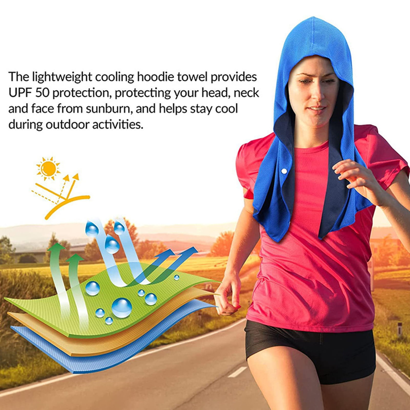 Ettsollp Cooling Hoodie Towel for Neck And Face Instant Cooling ...