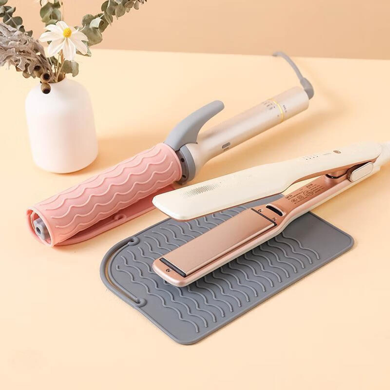 Ettsollp Curling Iron Heat Resistant Mat Anti-slip Silicone Rectangle ...