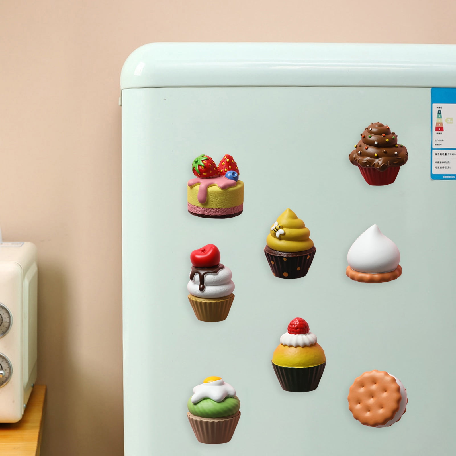 Ettsollp Dessert Refrigerator Magnet Resin 3D Cake Cookie Cupcake ...