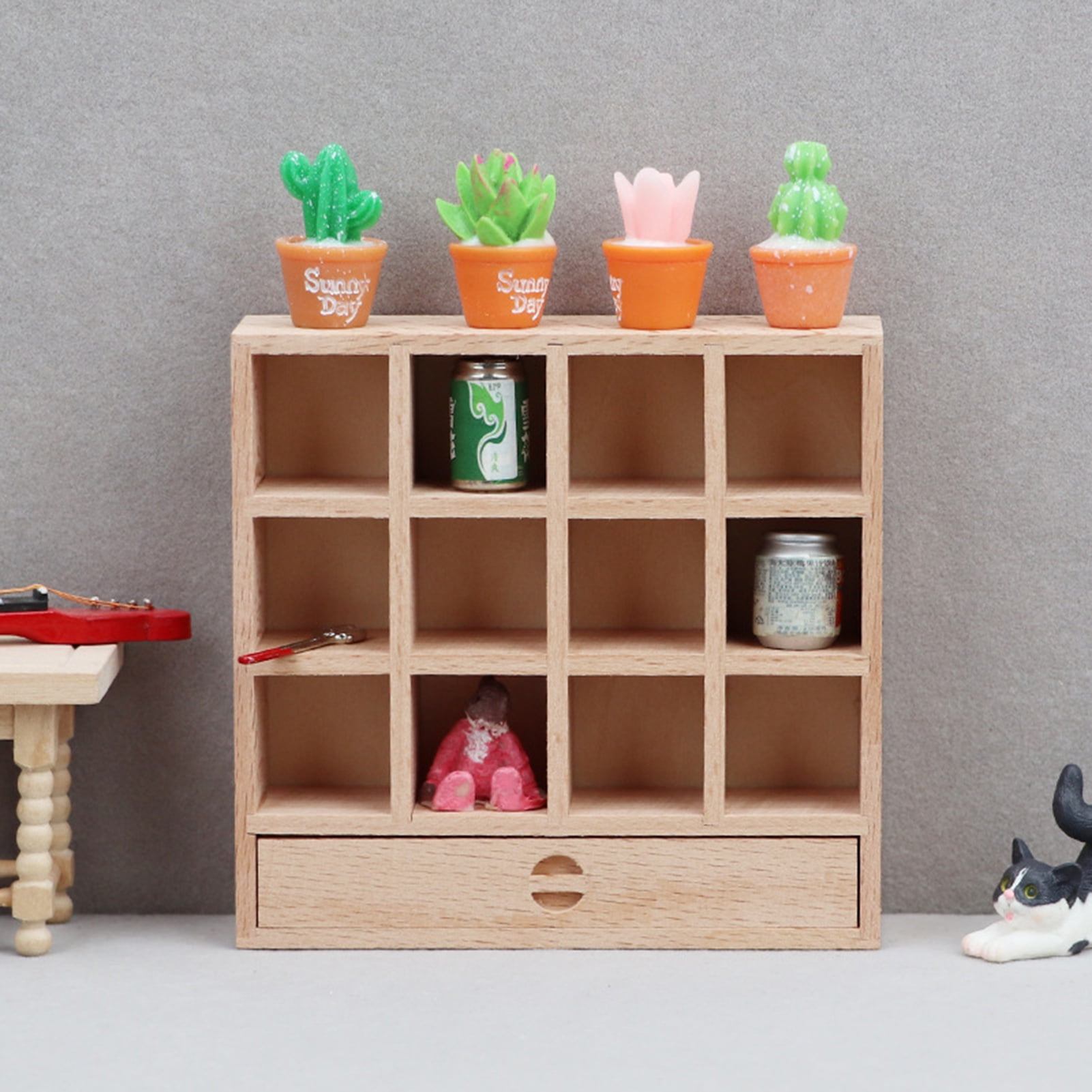 Ettsollp Dollhouse Miniature Furniture 12 Compartment Cabinet with ...