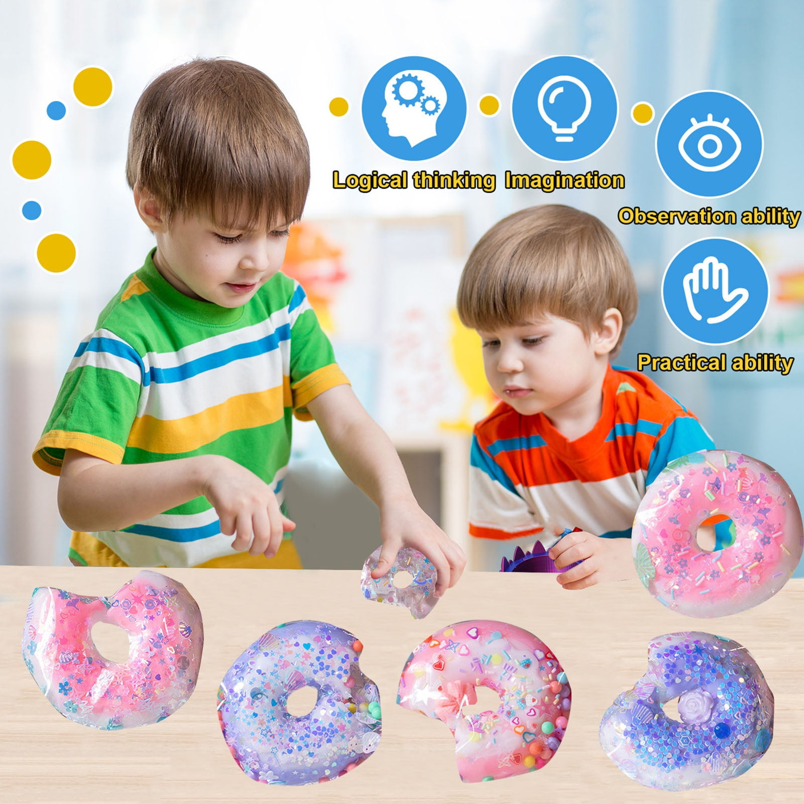 Ettsollp Doughnut Squeeze Toy Stress Relief Donut Pinch Sensory Toy ...