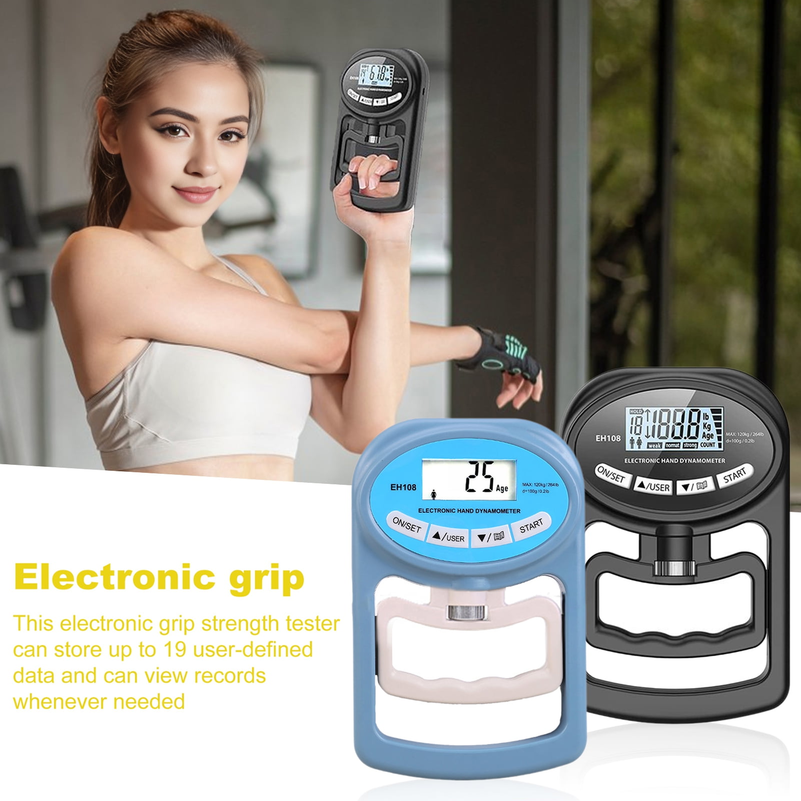 Ettsollp Electric Grip Strength Tester LED Display Hand Grip ...