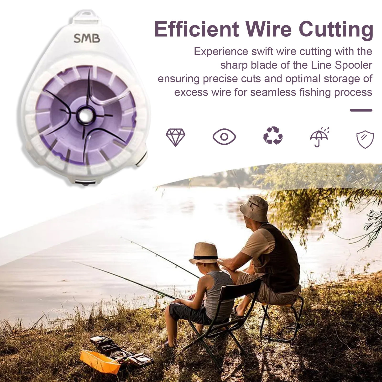 Ettsollp Fishing Line Spooler Box with Clear Visible Lid Quick Line ...