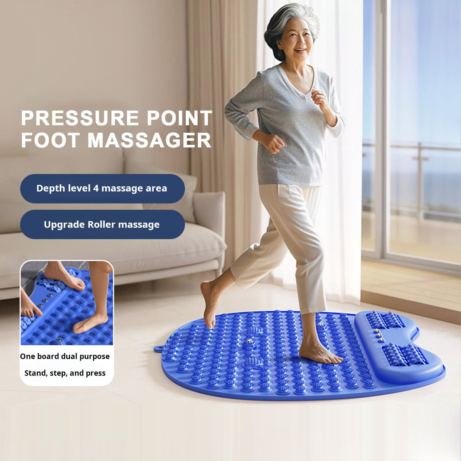 Ettsollp Foot Massager Mat with Roller Feet Pain Relief Pressure Point ...