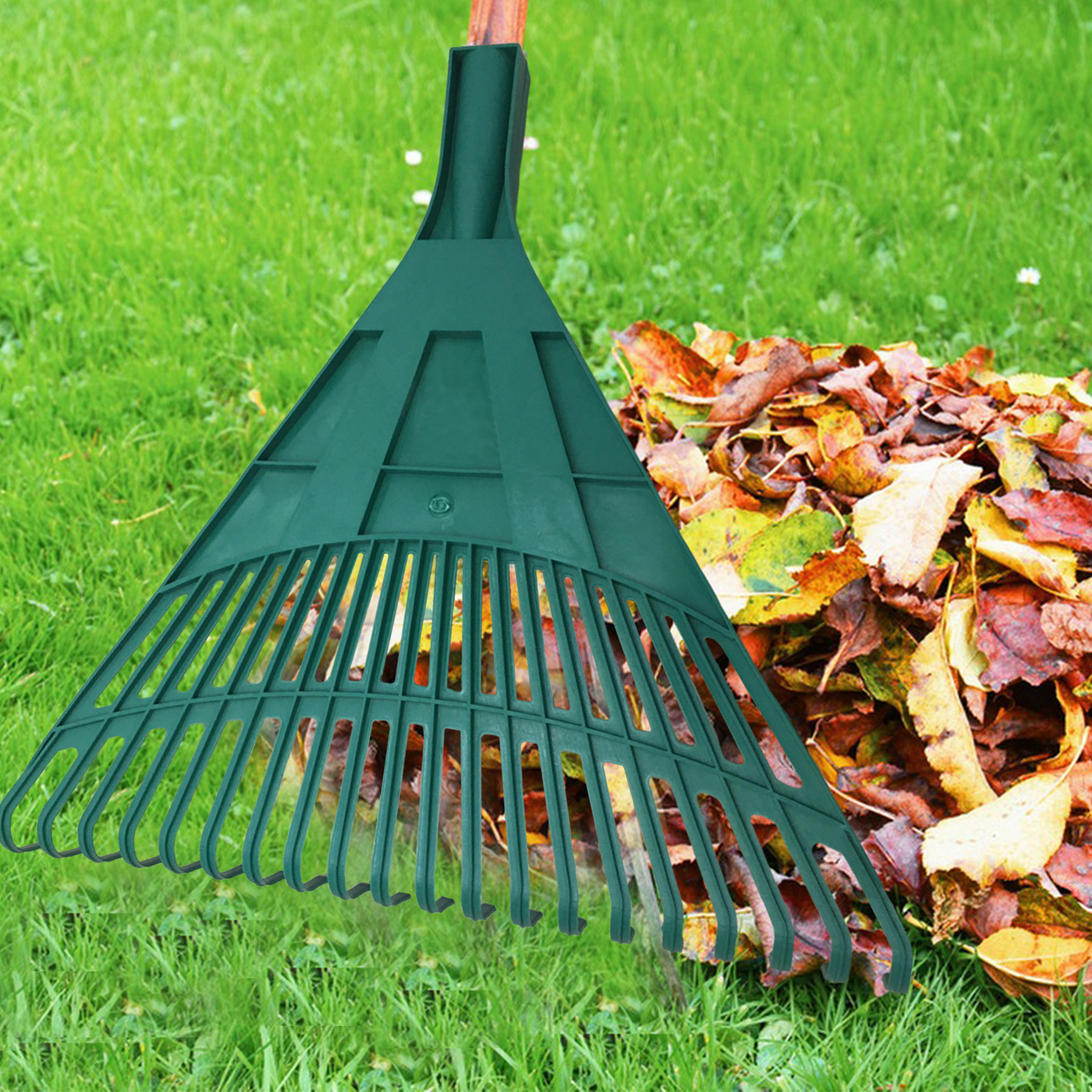 Ettsollp Garden Leaf Rake 20 Tines Rake Head for Fallen Leaves Withered ...
