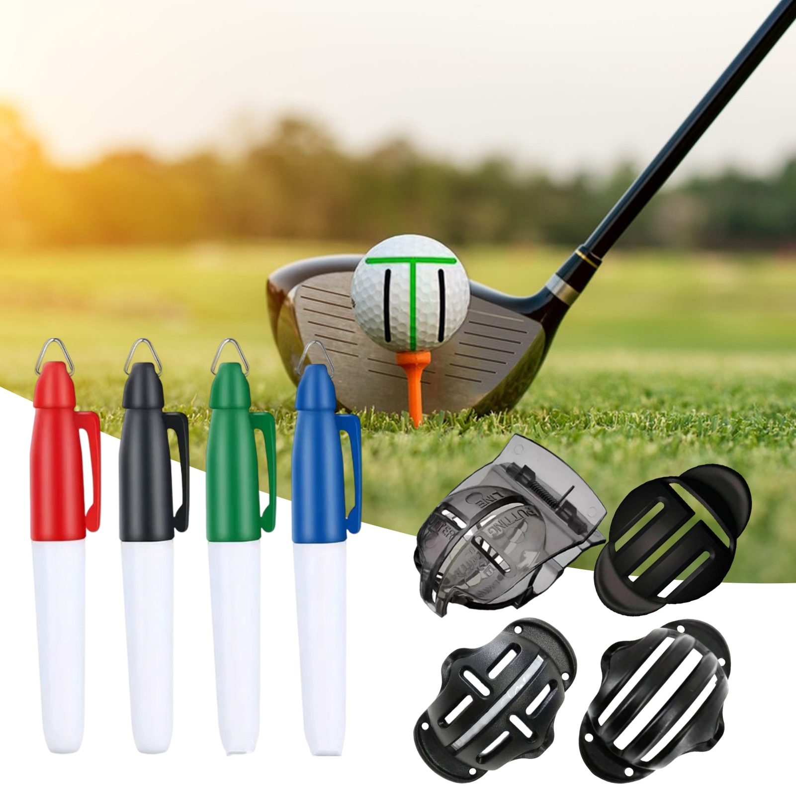 Ettsollp Golf Ball Alignment Tool Golf Ball Marker Set with Alignment ...