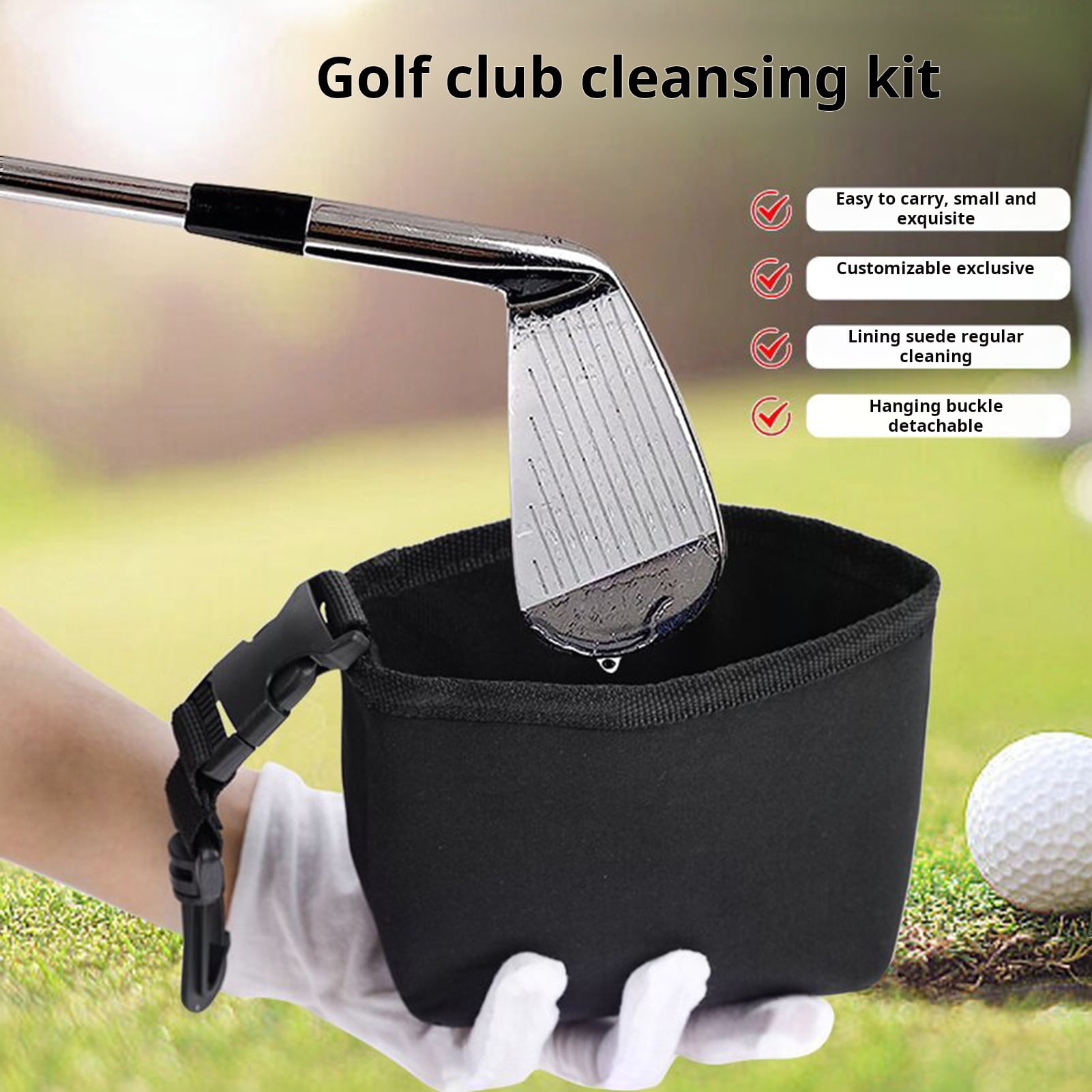 Ettsollp Golf Cleaner Bag Portable Golf Club Washer with Clips ...