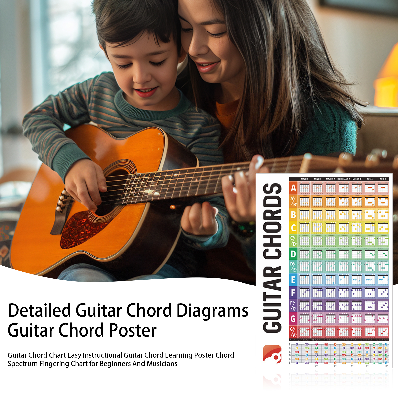 Ettsollp Guitar Chord Chart Easy Instructional Guitar Chord Learning ...