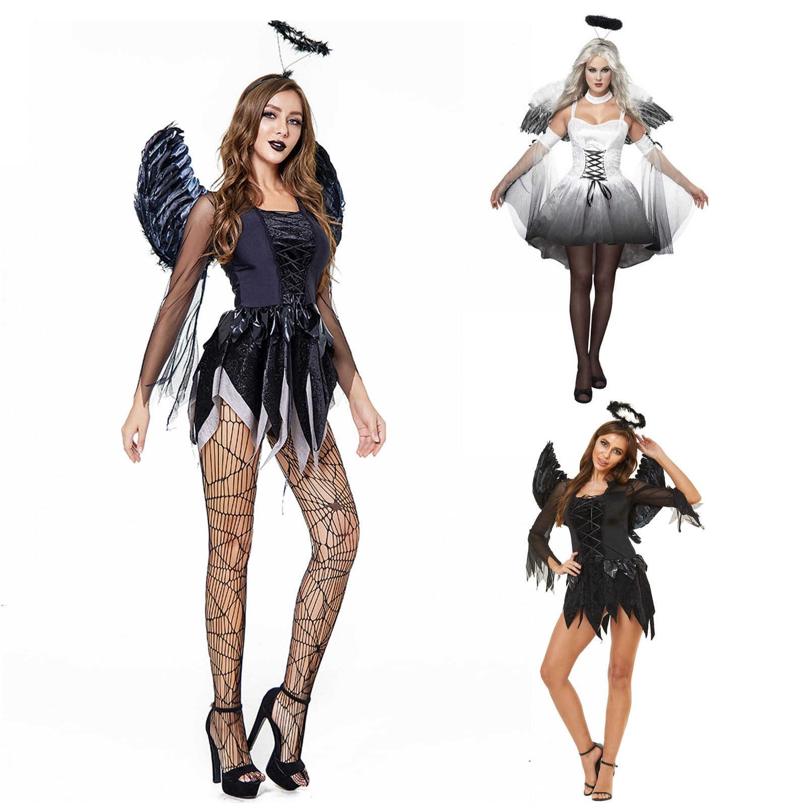 Ettsollp Halloween Costume Dark Angel Fallen Angel Cosplay Set Women